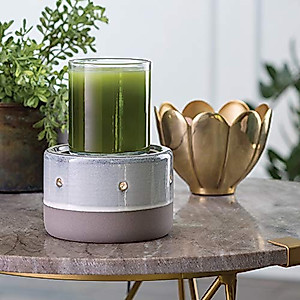 CANDLE WARMERS ETC 2-in-1 Deluxe Candle and Wax Fragrance Warmer with LED Light and Auto Shut Off for Timed Candle Warming, Glazed Concrete