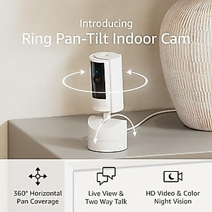 Ring Pan-Tilt Indoor Cam | See all around with 360° pan coverage, HD video, plus Two-Way Talk (2024 release) | White