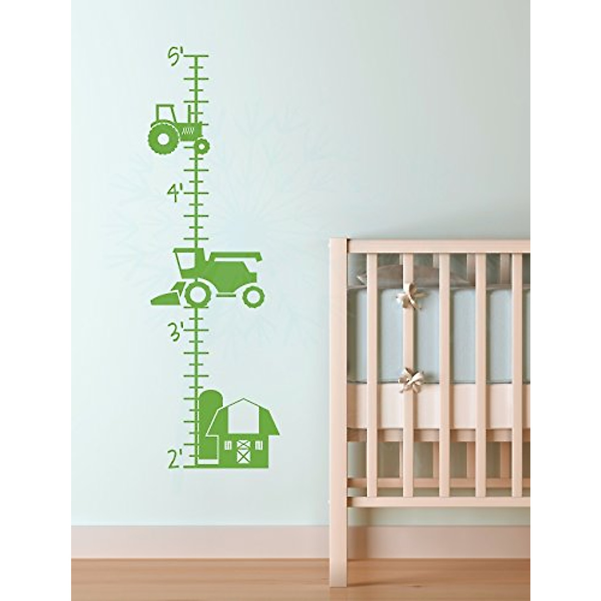 Farm Tractor Growth Chart Vinyl Height Ruler Boy Bedroom Décor Wall Decals Lime Green