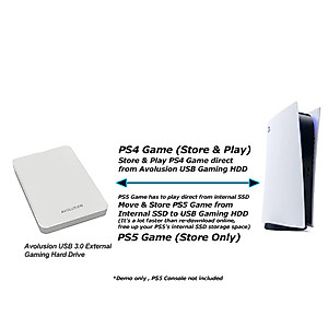 Avolusion Z1-S USB 3.0 Portable External Gaming Hard Drive - White (for PS5, Pre-Formatted) - 2 Year Warranty (2TB)