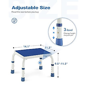 GreenChief Metal Step Stool for Adults Elderly, Bedside Stool Small Foot Stool Kitchen Step Stool Bathroom Stepping Stool, Adjustable Height & Heavy Duty & Non-Slip & Sturdy Standing Assist (400 LB)