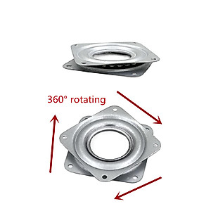 4 Pack 3 Inch Lazy Susan Hardware, Square Metal Turntable Bearings, 120lbs Capacity Steel Rotating Bearing Swivel Plate for Serving Trays, Craft Project, Kitchen Cabinet