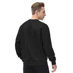 THE GYM PEOPLE Men's Fleece Crewneck Sweatshirt Thick Loose fit Soft Basic Pullover Sweatshirt(Black, XX-Large)