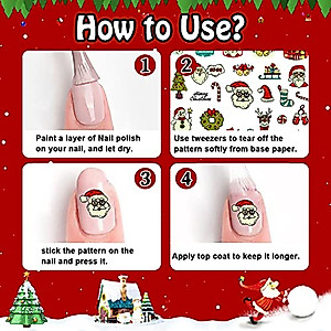 Cerlaza 450+pcs Luminous Christmas Nail Stickers for Kids Girls Christmas Stocking Stuffers, Self-Adhesive Glow Christmas Nail Decals, Holiday Nail Stickers with Santa Claus, Christmas trees, Gingerbread men-8 Sheets