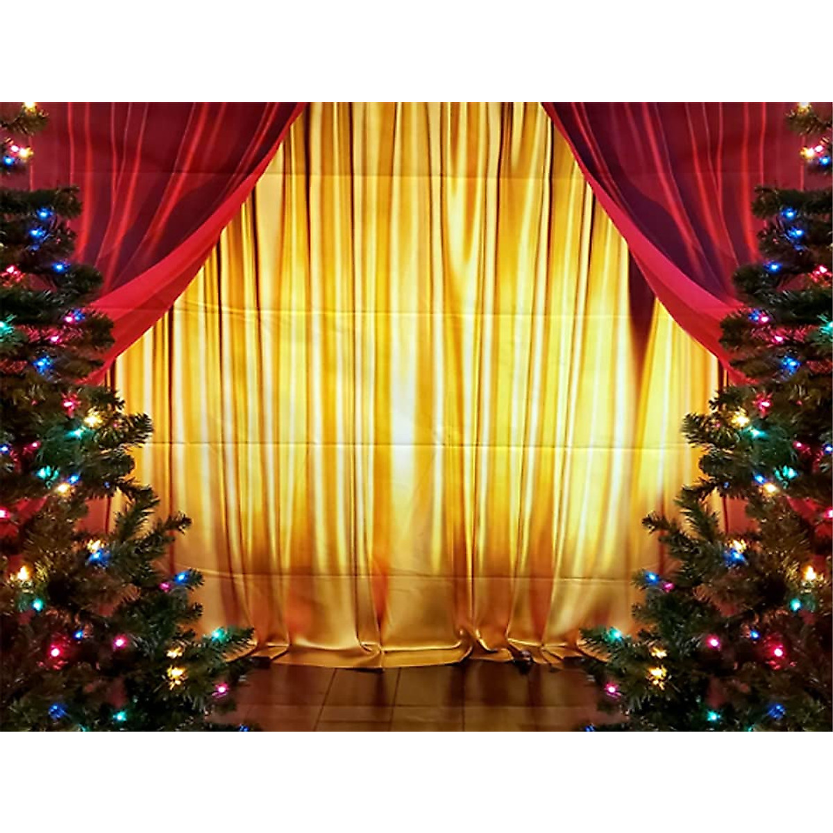 GYA 7x5ft Golden Red Curtain Party Backdrop Theater Masquerade Prom Background Kids Family Business Magic Show Circus Carnival Graduation Party Birthday Cake Table Banner