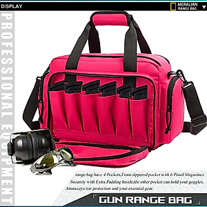 MERALIAN Range Bag - Tactical Gun Bag for Handguns, Pistols and Ammo. Padded Shooting Duffle Bag for Hunting. (Pink)