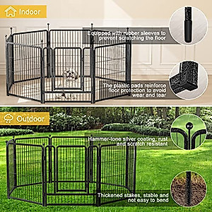 Mr IRONSTONE Dog Playpen with Anti-Rust Surface, Foldable 8/16 Panels 32" Height Dog Fence Exercise Pen, Indoor/Outdoor Puppy Pen Pet Playpen for Small/Medium/Large Dogs
