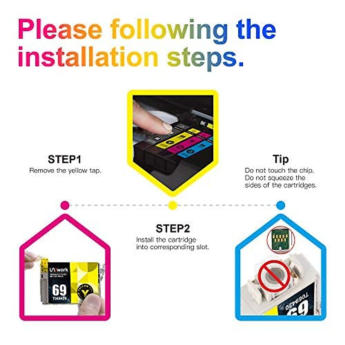 Uniwork Remanufactured 69 Printer Ink Cartridges Replacement for Epson 69 T069 for Stylus C120 CX5000 CX6000 CX8400 CX9400 NX215 NX305 NX400 NX410 NX415 NX515 Workforce 1100 30 310 615 Printer 10 Pack