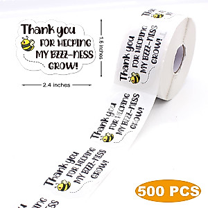 muminglong 1.5 Inch Thank You for Helping My Bzzz-Ness Grow Sticker,Bee Sticker,Thank You Sticker, Small Business, Handmade Sticker,Packaging Sticker, 500 PCS