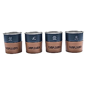 shamjina 4x Stainless Steel Cup with Sleeve Water Tumblers Coffee Mugs Reusable Drinking Glasses Shatterproof Cup for Tea Picnic Home Drinks Travel, Deep Blue
