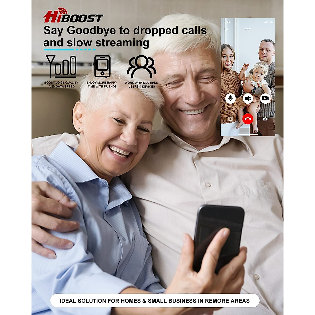 Cell Phone Signal Booster, 4G LTE 5G Cell Phone Booster with LCD Touch Screen Cover 4,500 Sq Ft for Home Office All U.S. Carriers Verizon, AT&T, T-Mobile 65dB High Gain Support All Band | FCC Approved