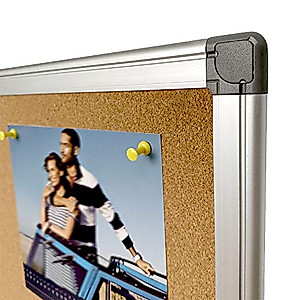 BIBOC Cork Bulletin Board,Felt Board, Pin Board, Notice Board, Memo Board for Homes or Offices,18 X 24 Inches, Silver Aluminium Frame