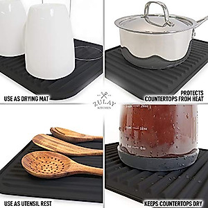 Zulay 2 Pack (9"x12") Silicone Trivets for Hot Pots and Pans - Multi-Purpose & Versatile Trivet Mat - Heat Resistant Silicone Trivet - Durable & Flexible Hot Pads for Kitchen Counter - Black