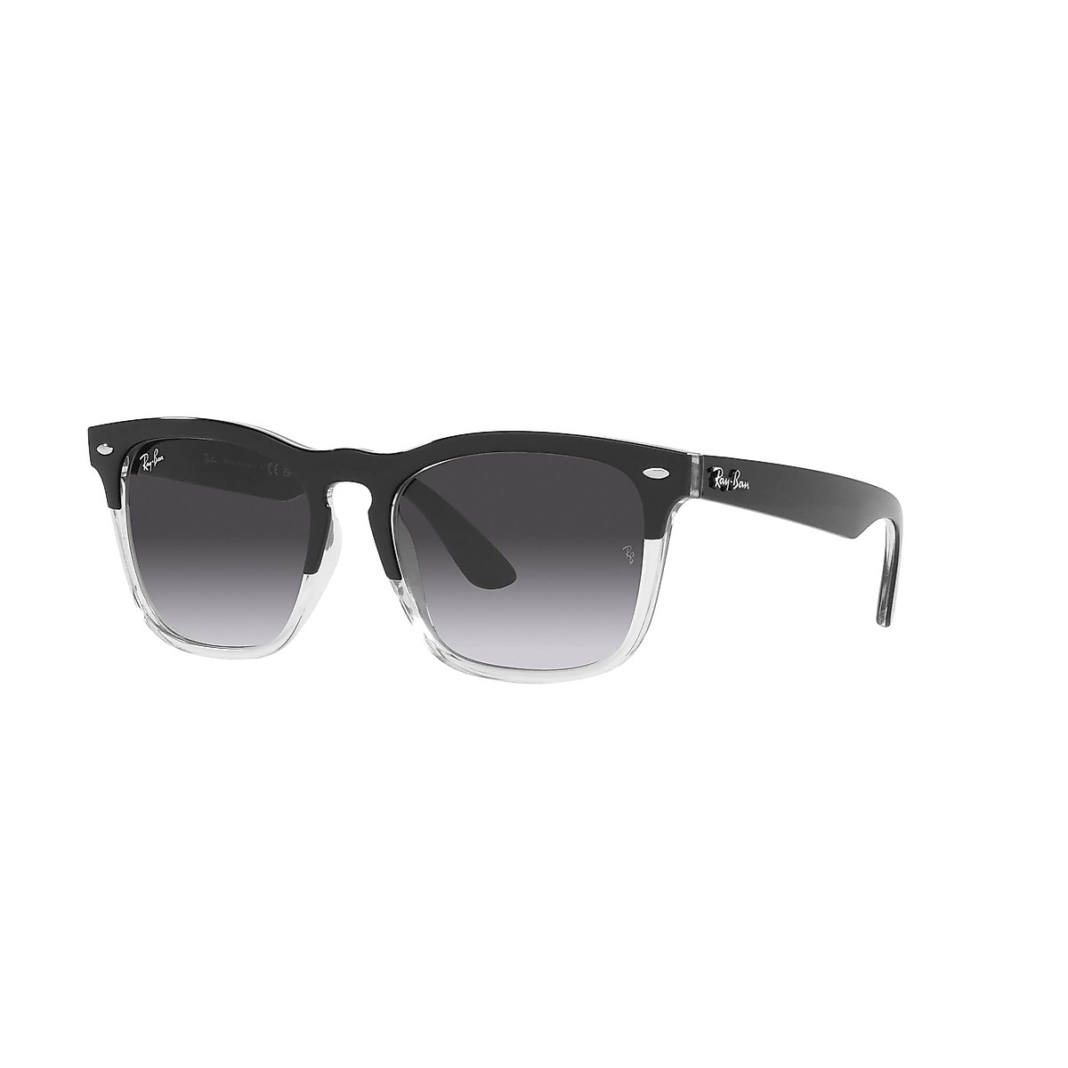 Ray-Ban RB4487 Steve Square Sunglasses, Black on Transparent/Grey Gradient Blue, 54 mm
