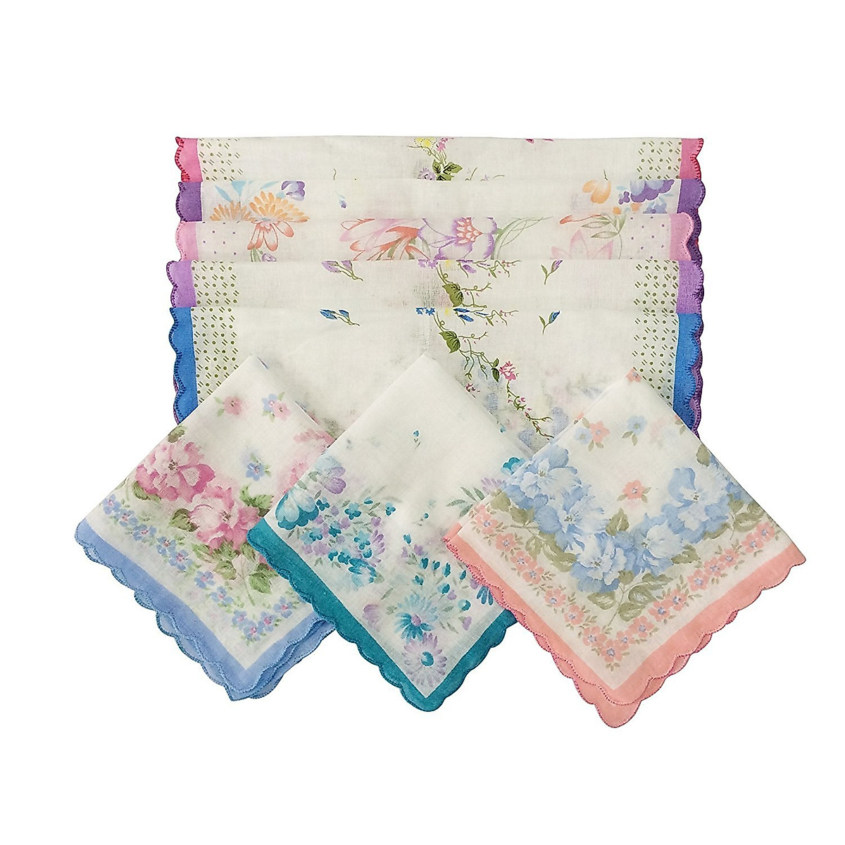 Forlisea Womens Colorful Ladies Hankies 100% Cotton Handkerchief Wendding Hanky