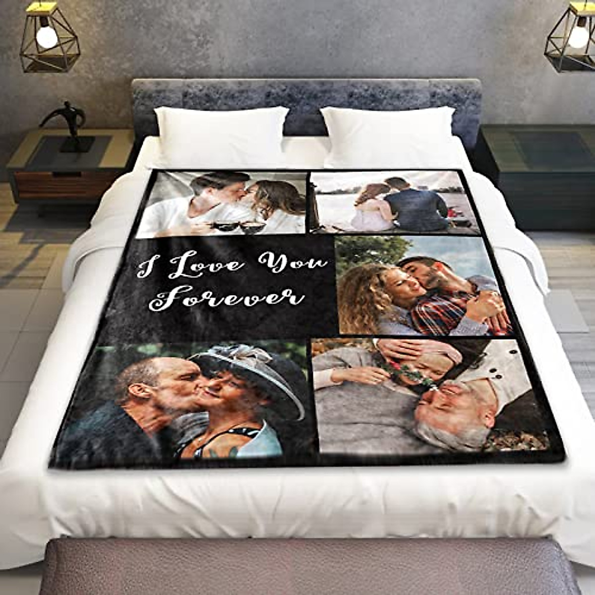 COSPOT Custom Photo Blanket for Couples, Personalized Fleece Throw Blankets, Flannel Picture Blanket, Gifts for Husband/Wife/Girlfriend/Boyfriend, Birthday Valentines 30" W x 40" L