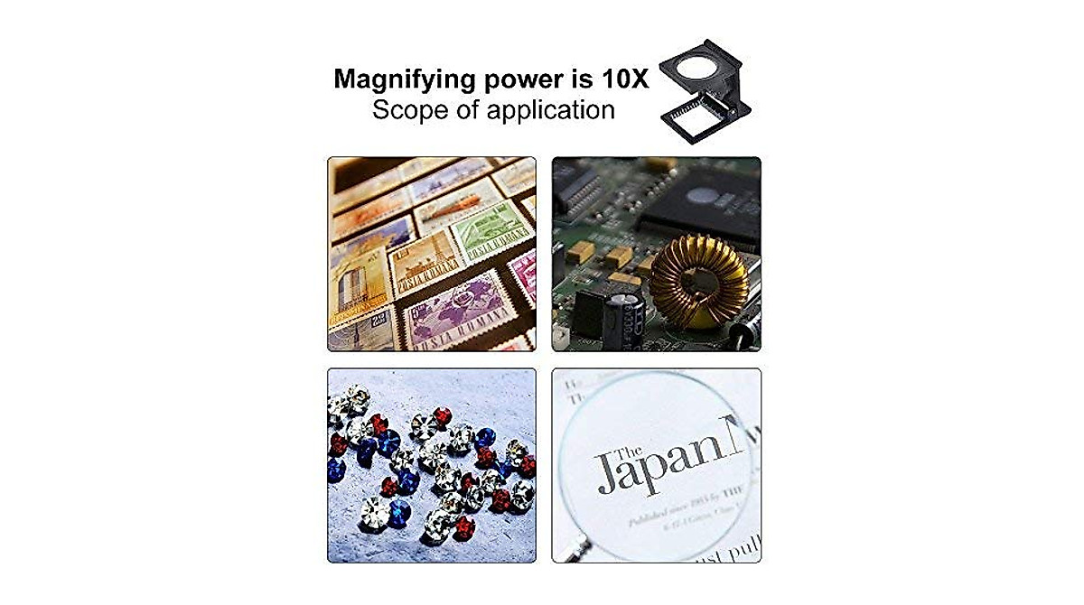 10X 28mm Mini Folding Magnifier with Scale - Pack of 3