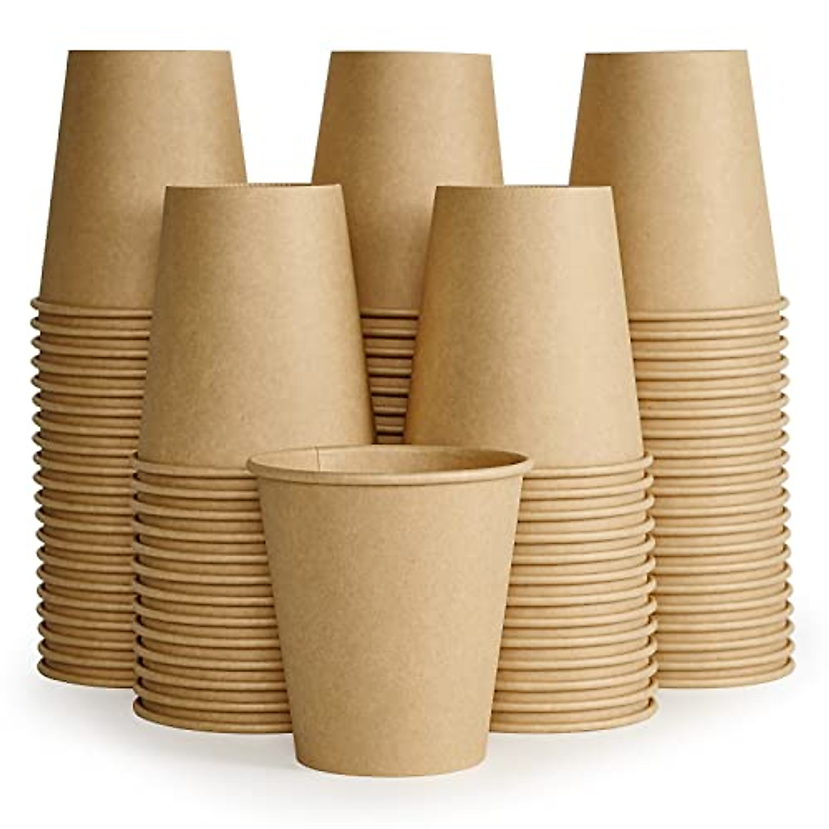 LITOPAK 100 Pack 10oz Kraft Paper Cups, Disposable Coffee Cups, Disposable Drinking Cups, Hot Coffee Cups, Paper Coffee Cups for Water, Coffee, Juice, and Tea.