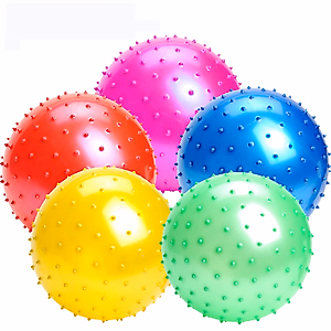 8.6 Inch 5 Pack Sensory Balls for Toddlers 1-3 with Pump Inflatable Knobby Bouncy Massage Balls for Babies Sports Playground Soft Tactile Indoor Outdoor Toss Roll Entertained Balls(sensory ball)