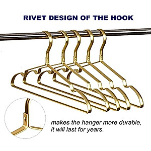 Amber Home Premium Matte Gold Aluminum Coat Hangers 20 Pack, 16.5” Extra Smooth & Durable Metal Shirt Dress Hanger, Light & Sturdy Metal Rack for Jacket Trouser Pant Slack