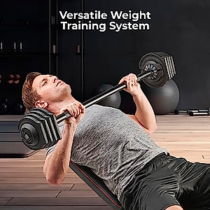 Lifepro 3-In-1 Weight Lifting System - 2 to 43 Lbs Kettlebell, Dumbbell, & Barbell Adjustable Weights Set for Home Gym - Versatile & Compact Weight Sets for Home Workout - Interchangeable Grip System