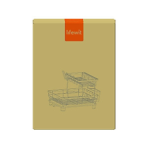 Lifewit Large Dish Drying Rack for Kitchen Counter, Dish Drying Rack with Drainboard, 2 Tier Stainless Steel Dish Rack Drainboard Set, Raised Dish Countertop Drainer with Removable Utensil Cup Holder
