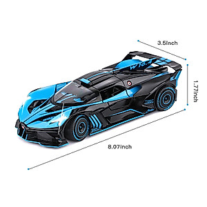 Toy Car Model for Compatible with 1:24 Bolide Alloy Diecast Collect Car Toy with Lights and Music, Pull Back Car Toys for Kids Boys Girls Gift (Blue)