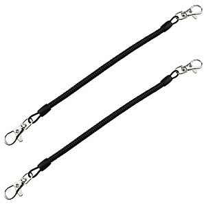 LUORNG 2PCS Spiral Stretchy Spring Coil Cord Rope Chain Strap with Lobster Clasp, Black