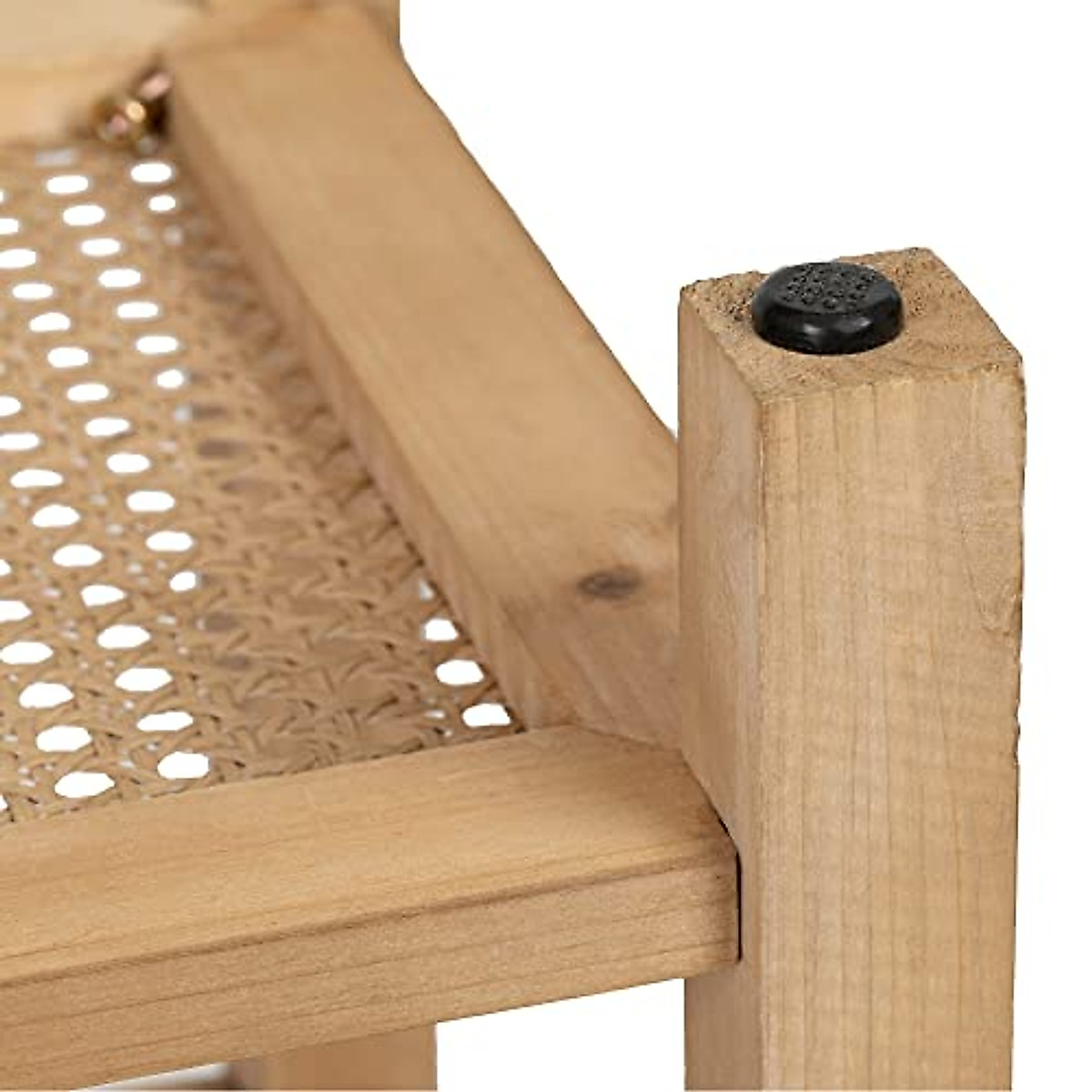 Brown Natural Solid Wood End Table with Drawer, Industrial Nightstand Sofa Side Table with 2 Tier Rattan Shelf, Fit for Bedroom, Living Room