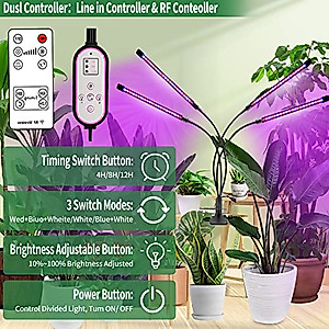 Grow Lights for Indoor Plants, GooingTop LED Grow Light for Seed Starting with Red Blue Spectrum, 4/8/12H Timer, 10 Dimmable Levels & 3 Switch Modes, Adjustable Gooseneck Suitable for Various Plant