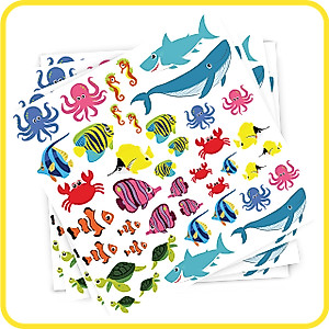 READY 2 LEARN Foam Stickers - Sea Life - Pack of 168 - Self-Adhesive Stickers for Kids - 3D Puffy Ocean Stickers for Laptops, Party Favors and Crafts