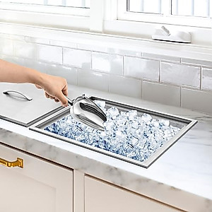 YITAHOME Drop in Ice Chest 47L/ 49.7Qt, 22''L x 17''W x 12''H with Cover, 304 Stainless Steel Drop in Cooler, Drop in Ice Bin for Cold Wine Beer, Included Drain pipe and Drain Plug