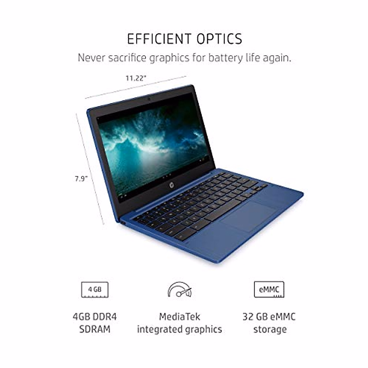 HP Chromebook 11-inch Laptop - MediaTek - MT8183 - 4 GB RAM - 32 GB eMMC Storage - 11.6-inch HD Display - with Chrome OS™ - (11a-na0030nr, 2020 model, Indigo Blue)
