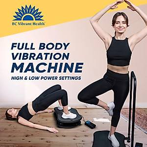 BC Vibrant Health Vibration Plate Exercise Machine Ultimate Vibe with Workout Poster - Whole Body Vibrating Plate Exercise Machine with Resistant Bands – Remote Control Included