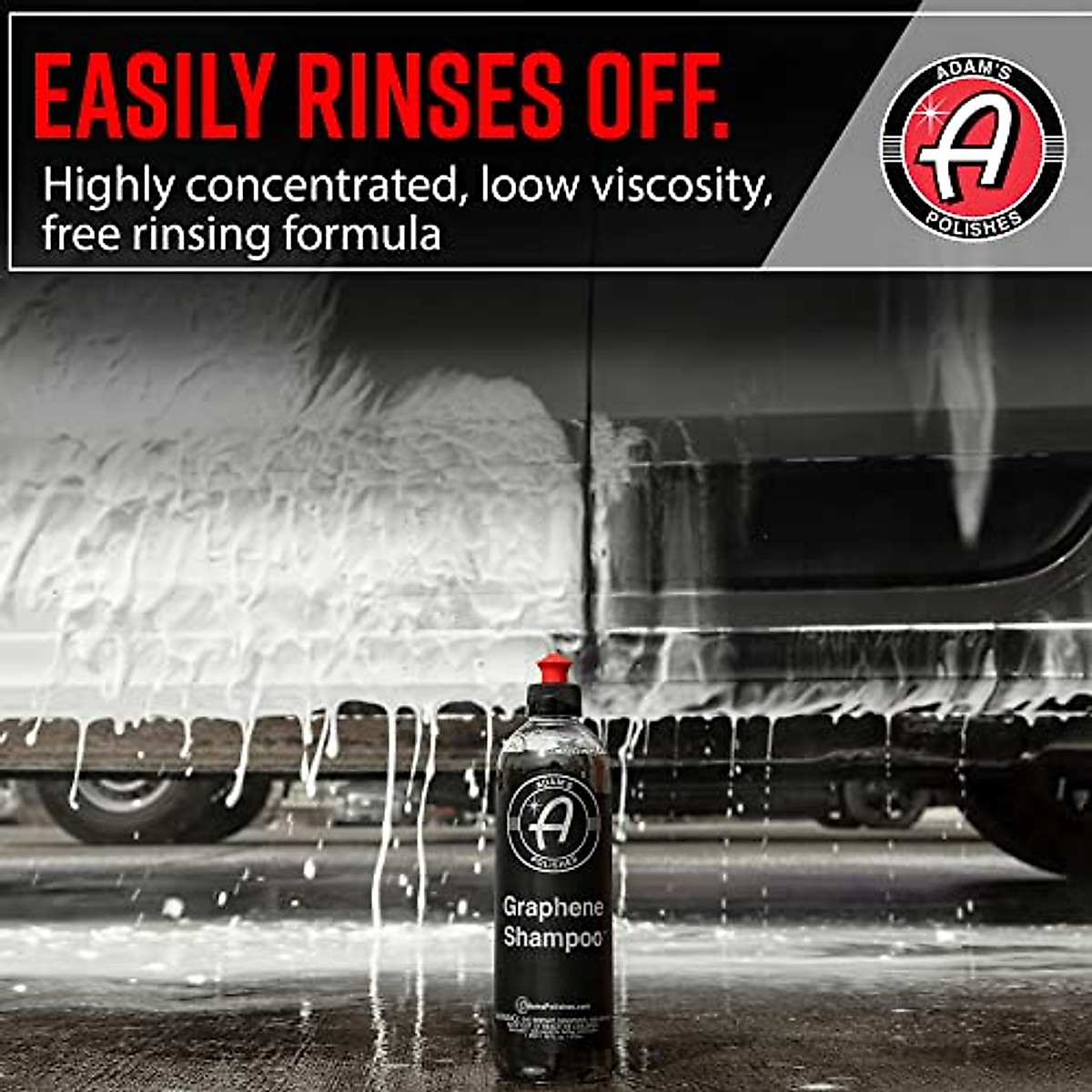 Adam's Graphene Shampoo 16oz - Graphene Ceramic Coating Infused Car Wash Soap - Powerful Cleaner & Protection In One Step - pH Neutral, High Suds For Foam Cannon, Foam Gun, Or Detailing Bucket
