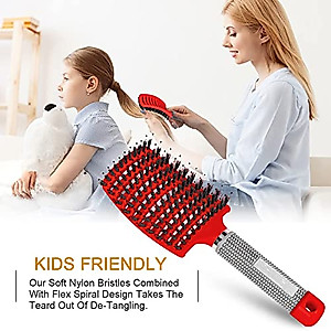 Hairstreaq Detangling Brush, Voremy Magical Brush Detangler, Girls Hair Brush, Vented Detangling Brush, Fast Drying Styling Massage Hairbrush for Women, Girls (Purple)