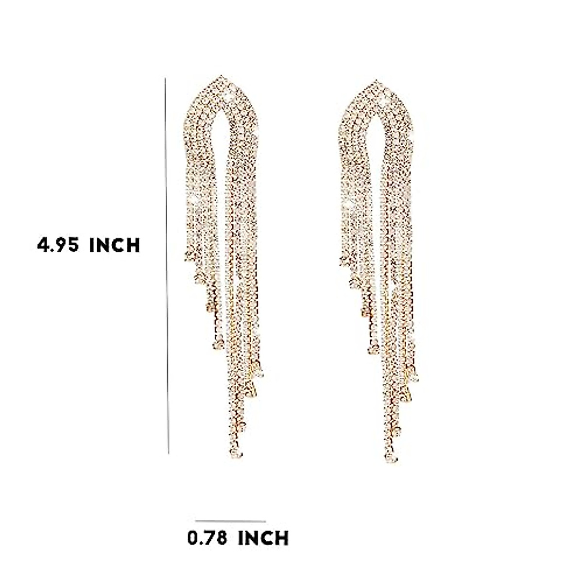 Rhinestone Tassel Earrings Dangling for Women Gold Hypoallergenic Long Tassel Drop Dangle Earrings for Wedding Prom