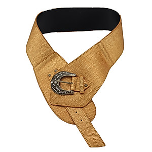 Trendy Fashion Jewelry TFJ Women Wide Western Belt Hip High Waist Faux Leather Dressy M L Metallic Gold