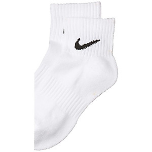Nike Everyday Cushion Ankle Training Socks (3 Pair), Men's & Women's Ankle Socks with Sweat-Wicking Technology, White/Black, X-Large