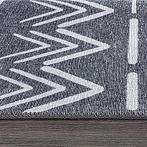 Rugshop Contemporary Geometric Bohemian Stain Resistant Flat Weave Eco Friendly Premium Recycled Machine Washable Area Rug 8'4"x11'6" Dark Gray