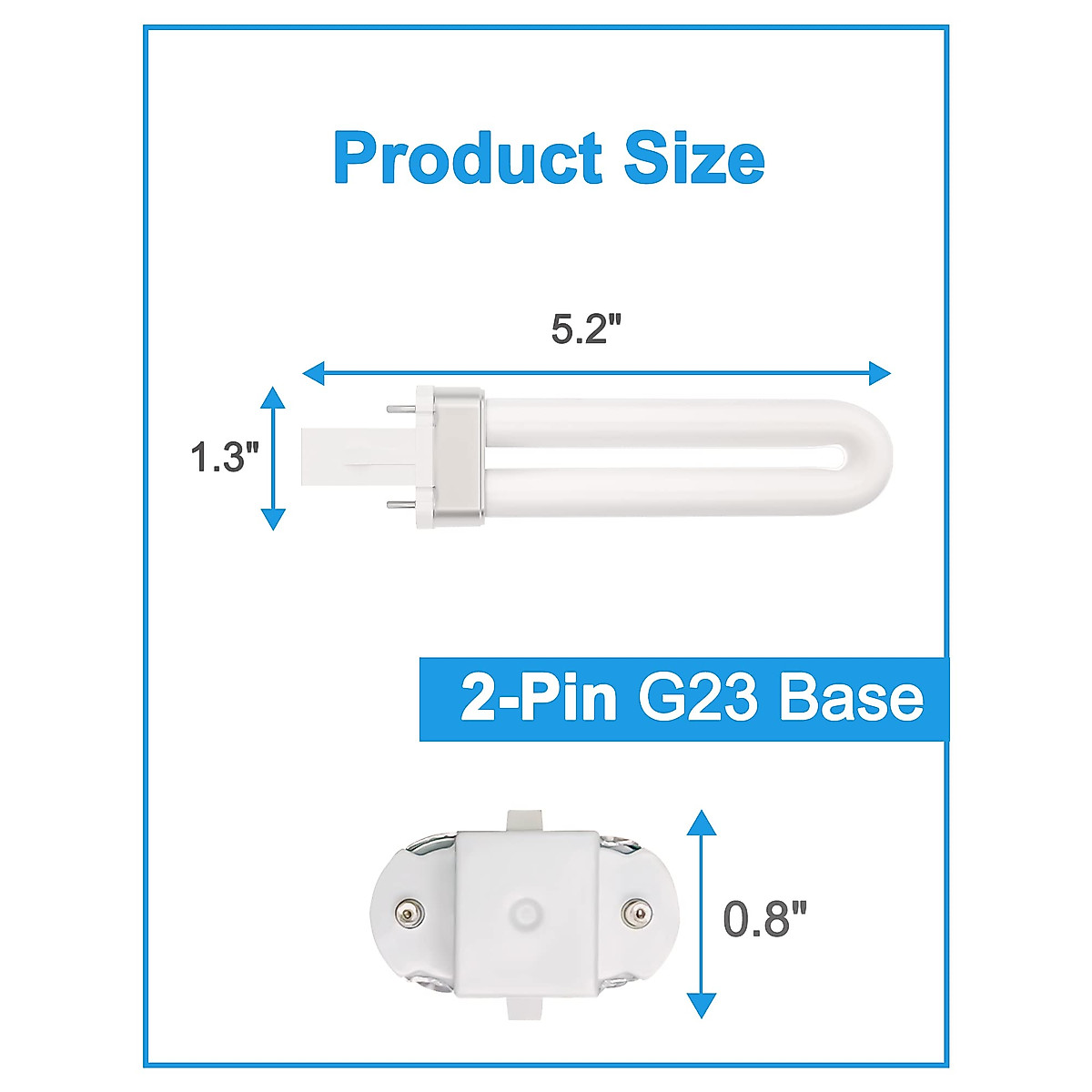 Dichroma 7W Replacement Bulb Compatible with BLACK and DECKER Model BDPC941 and other 7W Indoor Outdoor Mosquito Lamps with 2-Pin Base, 2 Pack