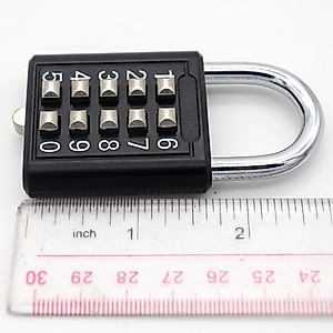 MIONI 10 Digit Push Button Combination Padlock, 5 Digit Locking Mechanism, Black