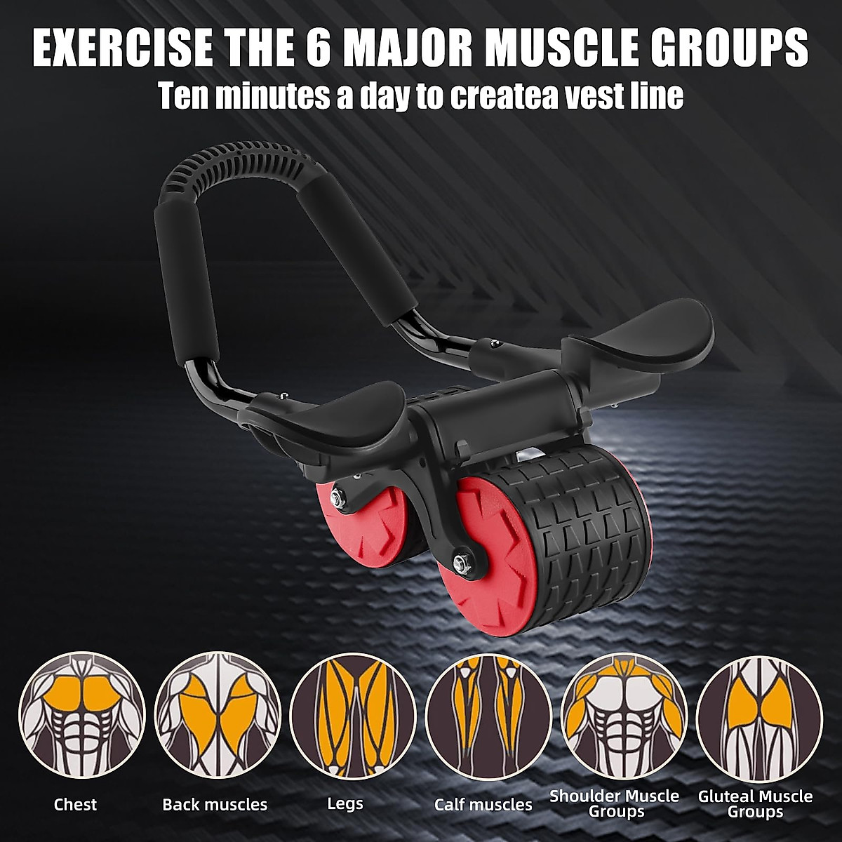 Uota Elbow Support Automatic Rebound Abdominal Wheel，Ab Roller for Abdominal Exercise Machine，Abs Workout Equipment，Dolly Core Strengthening Trainer Fitness Belly Training