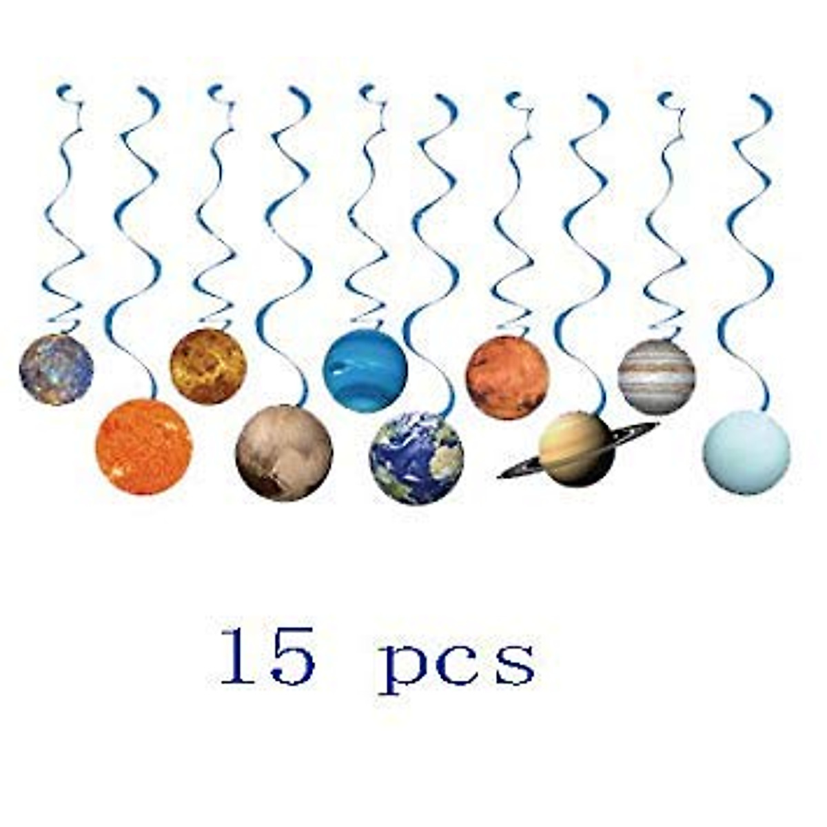 LINDOO 30Pcs Solar System Party Supplies - Outer Space Party Planet Hanging Swirl Decorations