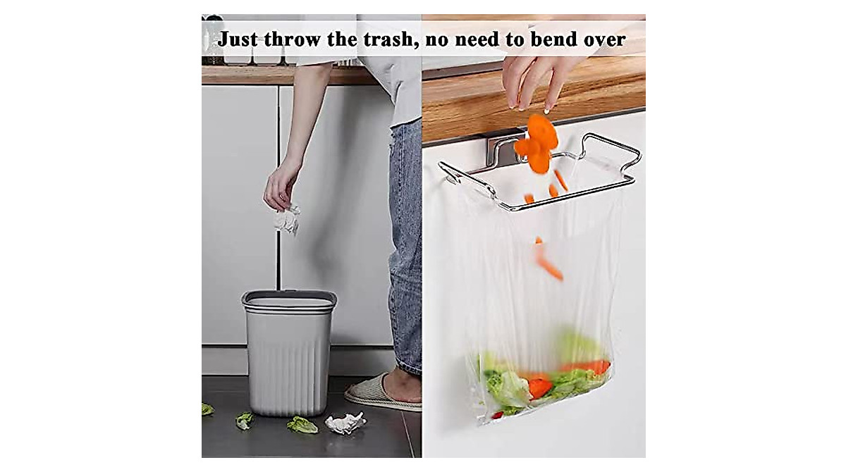 Oniapro Stainless Steel Trash Bag Holder for Cabinets & Camping