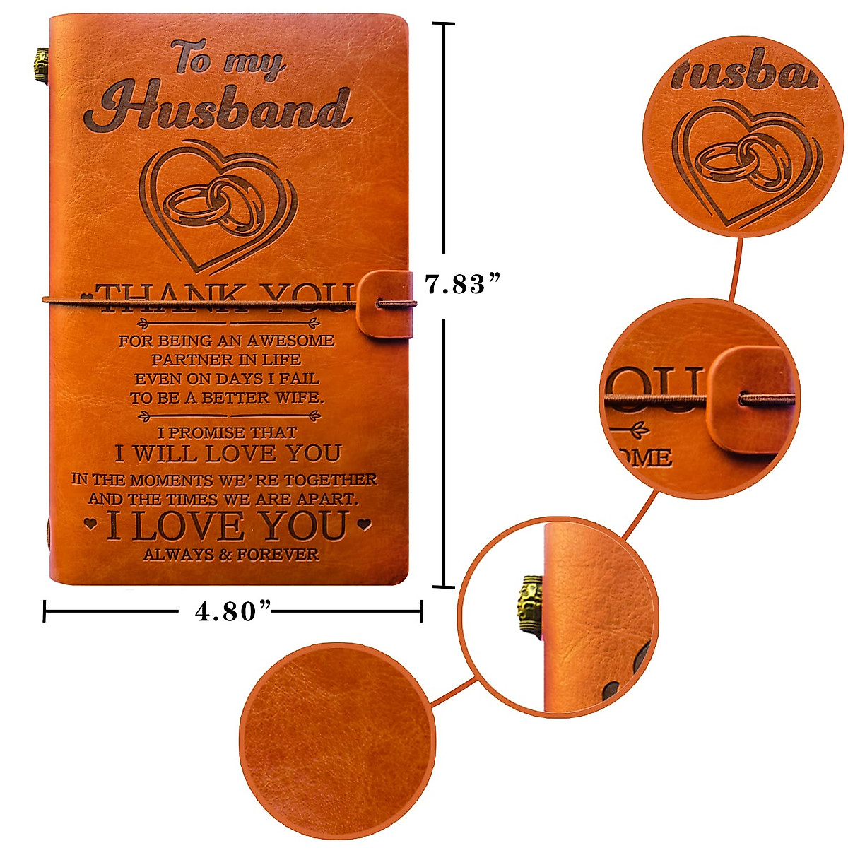 BoomBoomGifts Gifts to Husband from Wife,To My Husband Journal from Wife,Leather Journal Gifts to Husband from Wife,Pocket Watch to Husband,Husband Keychain from Wife,Wife to Husband Gift