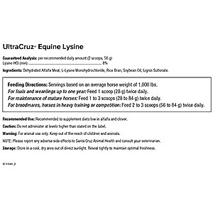 UltraCruz Equine Lysine Supplement for Horses, 25 lb, Pellet (200 Day Supply)