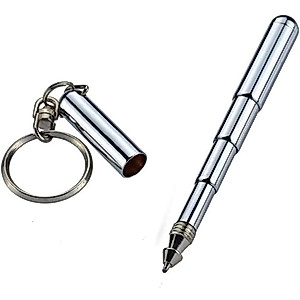 1 piece Retractable mini pen made of stainless steel Metal Tool Pen Retractable pocket pen keychain Dad gadgets, birthday, Christmas for Students, Office Staff, Construction Workers
