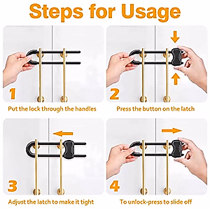 10 Pack Cabinet Locks for Babies, Baby Proofing Cabinet Locks, Adjustable U-Shaped Sliding Cabinet Child Safety Locks Childproof Latches for Knob Handles on Kitchen Storage Door Closet Dresser (Black)