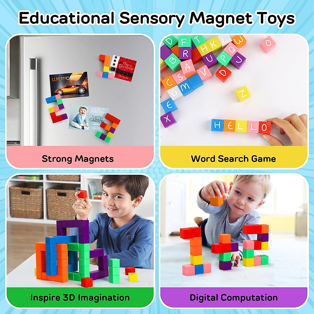 TOY Life 64 Pcs Magnetic Blocks Magnetic Building Blocks Magnetic Blocks for Toddlers Age 3-5 Magnetic Blocks for Kids Ages 4-8 STEM Magnetic Blocks for Kids Ages 3-5 Learning Building Toys